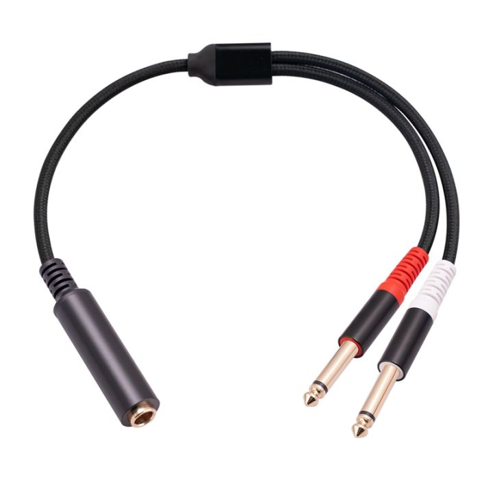 1Pcs 6.35mm 1/4 Inch Stereo TRS Female to 2 Dual 6.35mm Mono Male Y ...