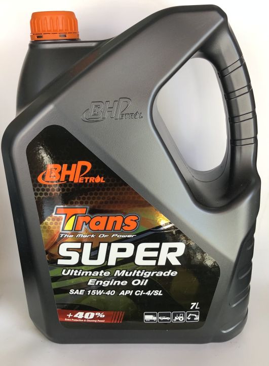 7 LITER BHP 15W40 TRANS SUPER DIESEL ENGINE OIL API:CI-4/SL 7L BHP 15W ...