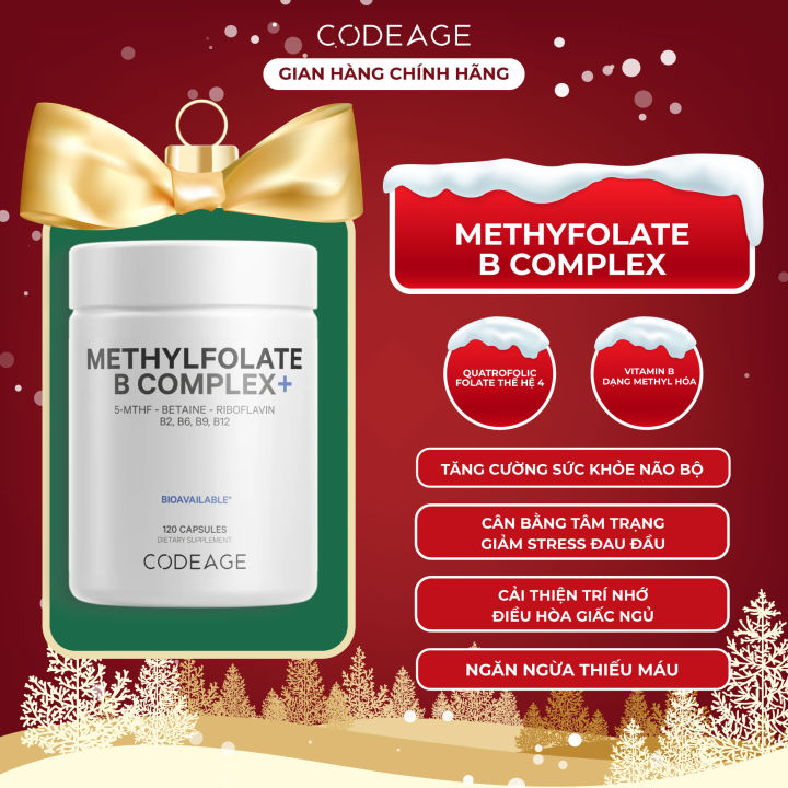 Viên Bổ Não Codeage - Methylfolate B Complex 120 Viên - Giúp Tăng Cường Trí Nhớ Và Cân Bằng Sức ...