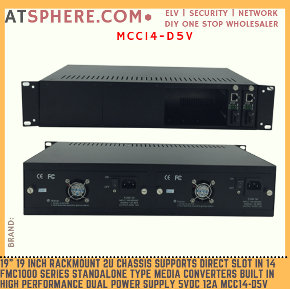 19" 19 Inch Rack Mount 2U Chassis Fiber Media Converter 14 Slot FMC1000 ...