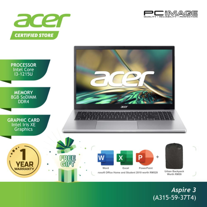 ACER LAPTOP ASPIRE 3 A315-59-51ET (I5 1235U/8G/256G/INTEL IRIS XE/15.6" FHD IPS/SIL/W11/OPI MSO ...