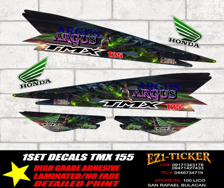 ARGUS ML TMX 125 DECALS Sticker with 3years warranty *fade proof *water ...