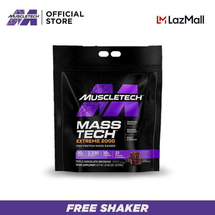 Muscletech MassTech Extreme 2000 Mass Gainer 20 lbs. 16 Serve FREE ...