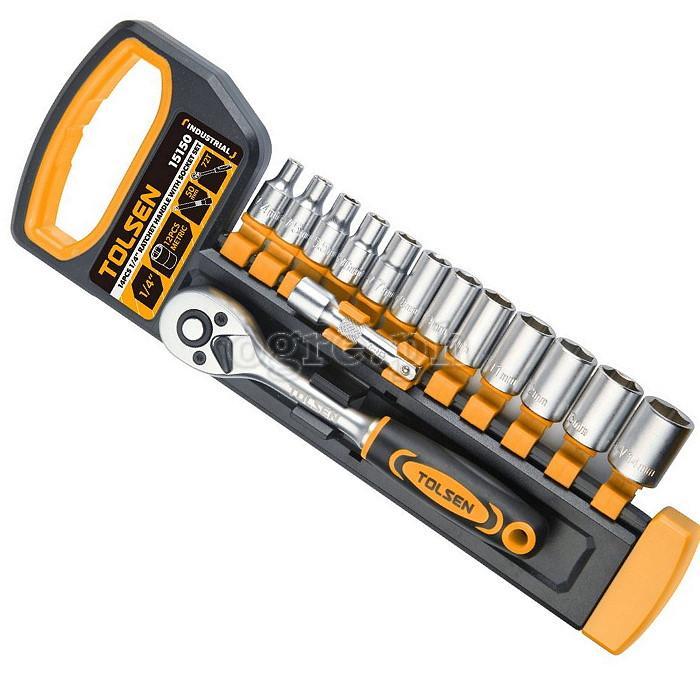 Tolsen 15150 14pcs 1/4″ Ratchet Handle With Sockets Set | Lazada PH