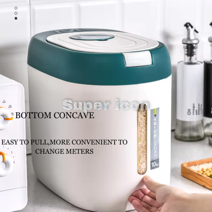 Kitchen Container 10KG Bucket Grain storage Airtight Rice Bin Flour ...