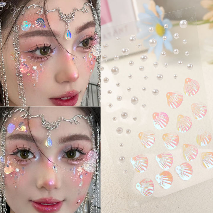 [Perfect Sunfeel] Mermaid Princess Facepearl Decoration Sticker Shiny ...