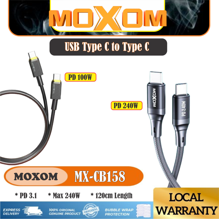 MOXOM Cable MX-CB158 PD Type C to Type C CB158 240W CB139 100W Super Fast Charge Data Cable | Lazada