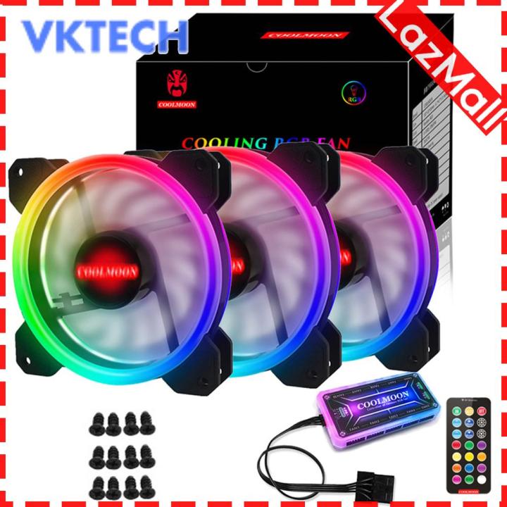 COOLMOON 12cm RGB PC Case Cooling Fan Small 6 Pin Quiet Cooler Heatsink ...