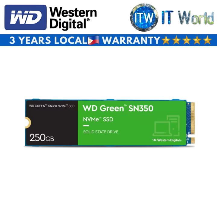 Itw | Western Digital 250GB Green SN350 PCIe M.2 NVMe SSD (WDS250G2G0C) | Lazada PH