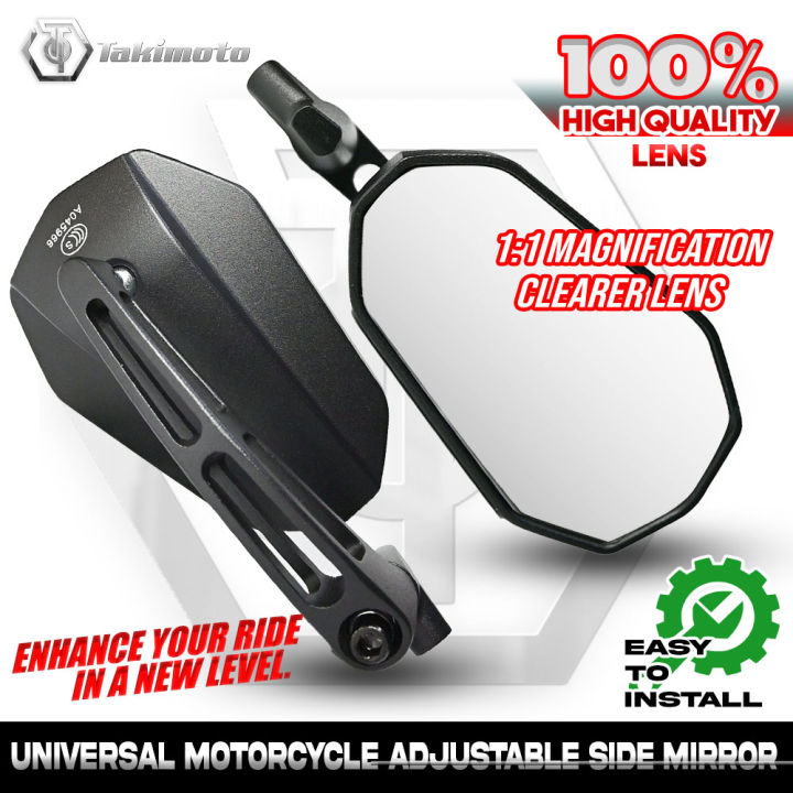 TAKIMOTO UNIVERSAL MOTORCYCLE ADJUSTABLE SIDE MIRROR FULL ALLOY | Lazada PH