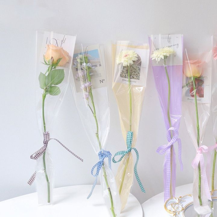 50pcs Makaron Solid Color Single Leg Bag Simple Flower Bundle Packaging ...