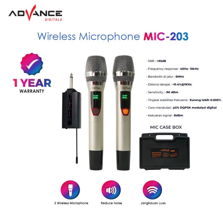 Mic Wireless Advance Mic-203 Mic Karaoke Profesional Dual Microphone ...