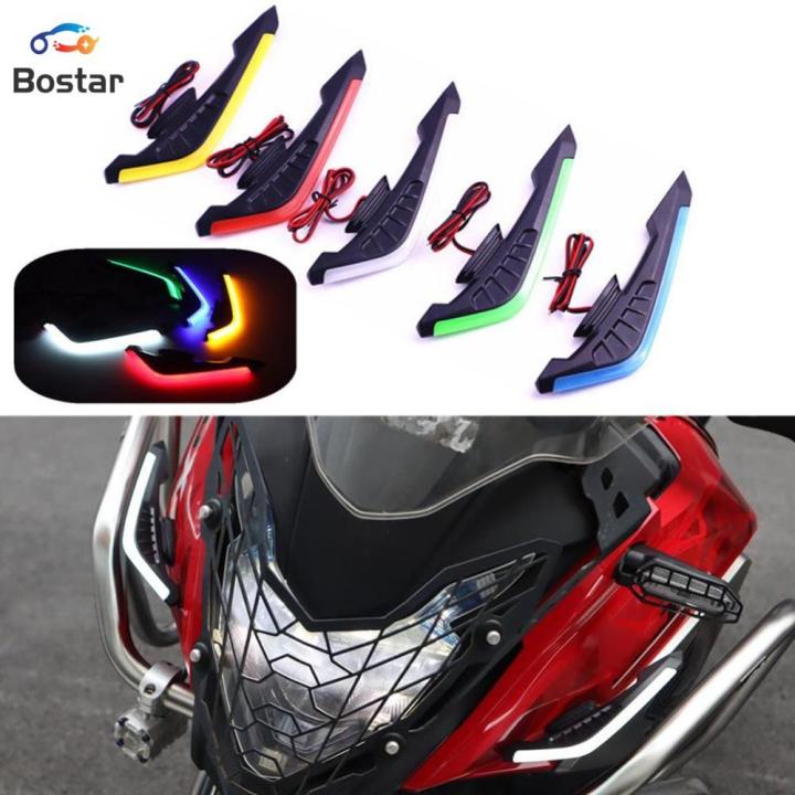 Bostar สปอยเลอร์มอเตอร์ไซค์2ชิ้น,ชุดปีกแอโรไดนามิกสปอยเลอร์ด้านหน้าติด ...
