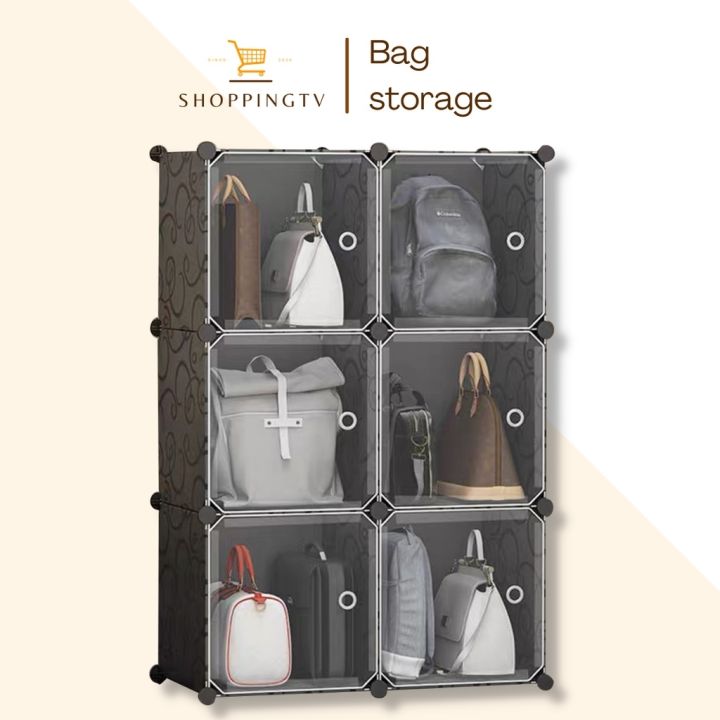 Bag Storage Cabinet DIY 3 Layers Multipurpose Stackable Bag Display ...