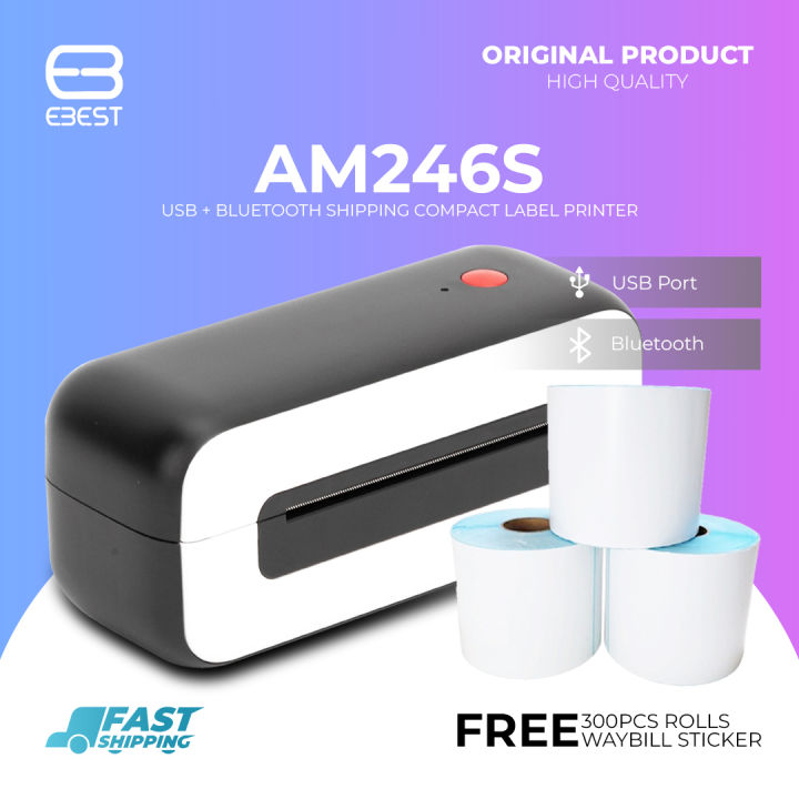 AM246S Shipping Label Waybill Printer Officom A6 Size USB Bluetooth ...