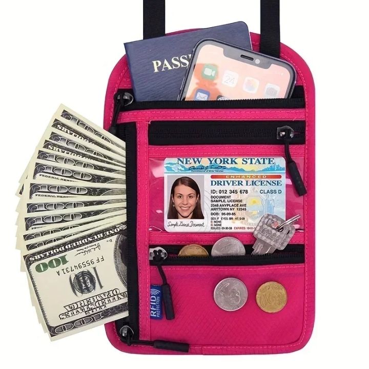 RFID Multi-function Travel Wallet Organizer Hanging Neck Passport Bag ...