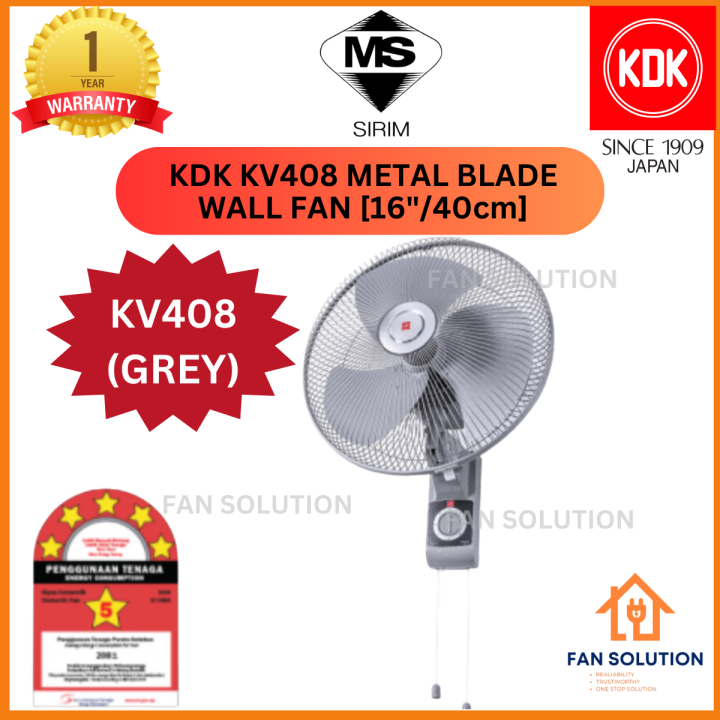 KDK KV408 METAL BLADE WALL FAN. (GREY COLOUR) [40CM/16"]. READY STOCK ...