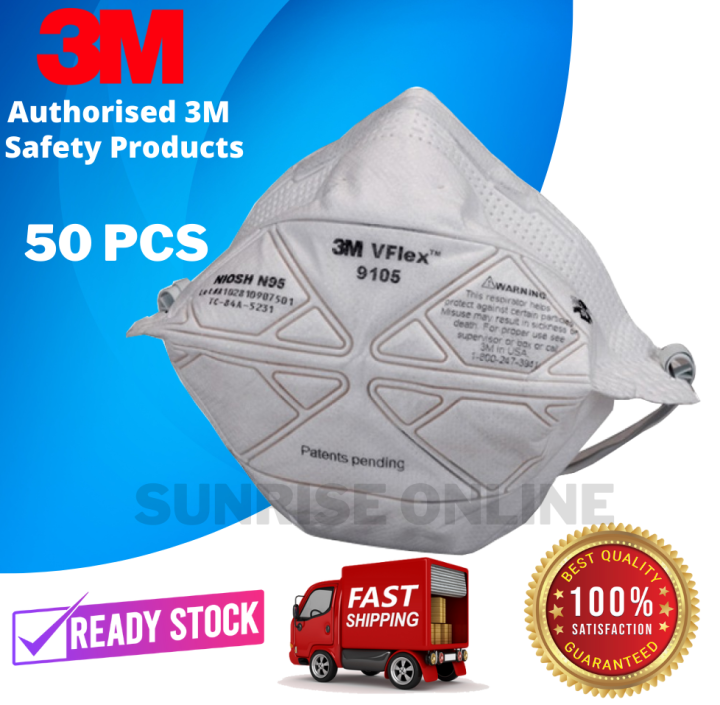 (50Pcs) (ORIGINAL) 3M 9105 N95 Vflex Particulate Respirator (Good ...