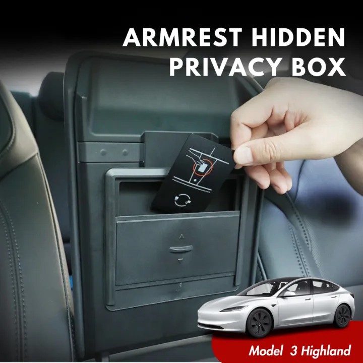 Tesla 2023 Model 3 Highland Hidden Box Armrest Privacy Box Organizer ...