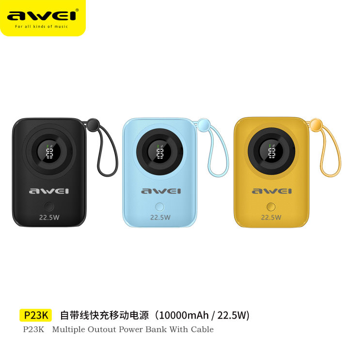 Awei P23K Mini 10000mAh 22.5w Fast charging power bank Dual self ...