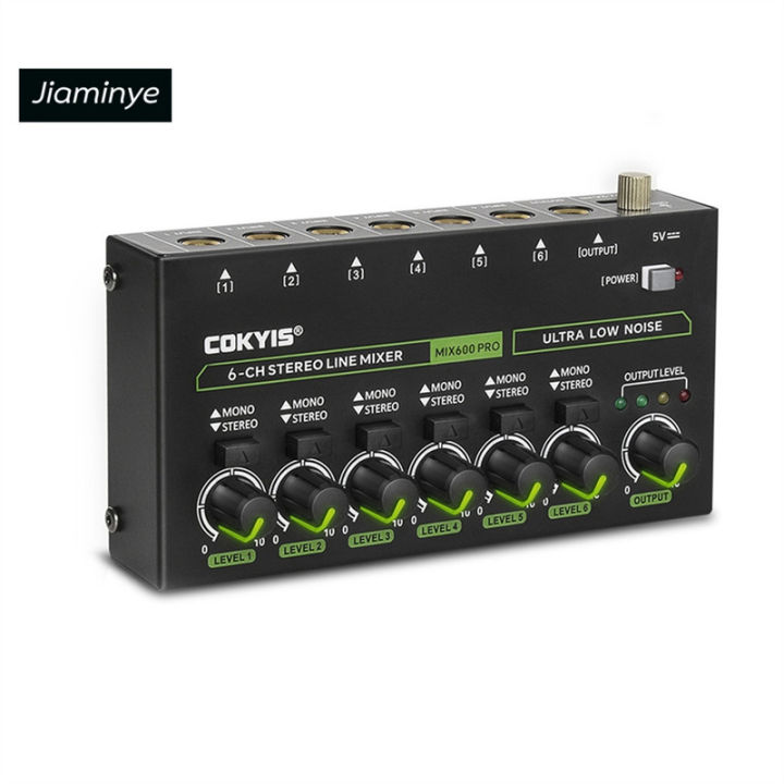 MIX600 PRO 6-Channel Stereo Line Mixer with RGB Lighting High-Fidelity ...