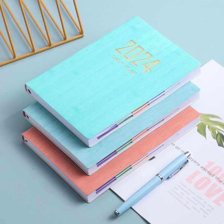 2024 Planner Notebook A5 PU Leather Calendar English Schedule Book ...