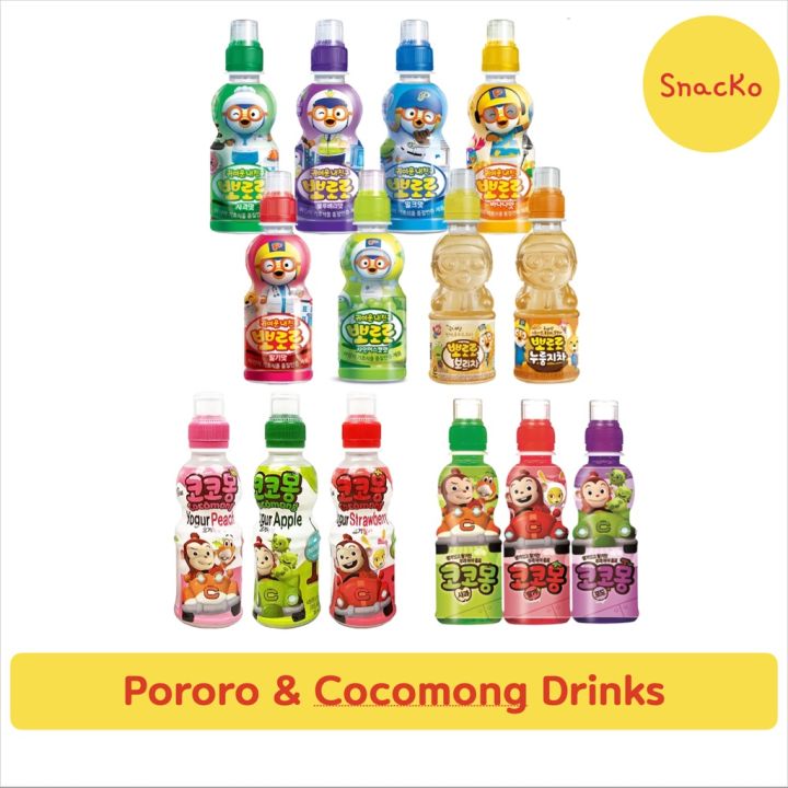 Paldo Pororo and Woongjin Cocomong Korean Juice Flavored Drink Kids ...