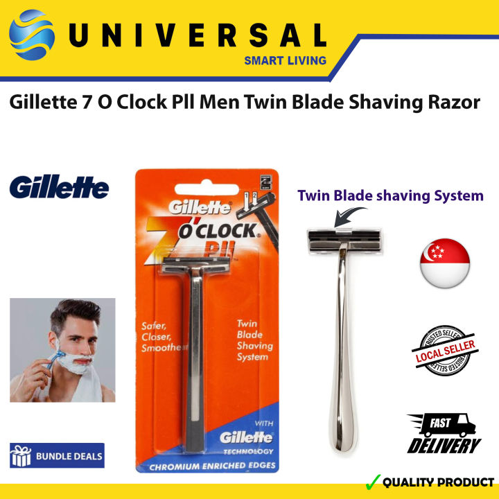 [SG SHOP SELLER] Gillette 7 O Clock Pll Men Twin Blade Shaving Razor ...