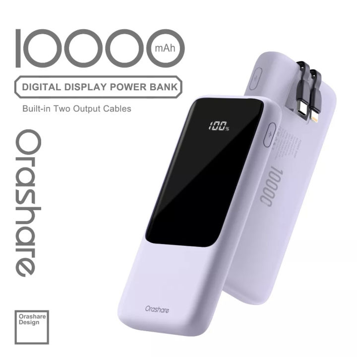 Orashare OH10 10000mAh Powerbank Built in Cable PD20W Fast Charge Slim ...