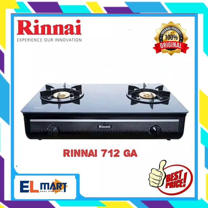 Kompor Gas RINNAI Kaca 2 tungku Schott RI 712 GA - 712GA B W api lilin ...