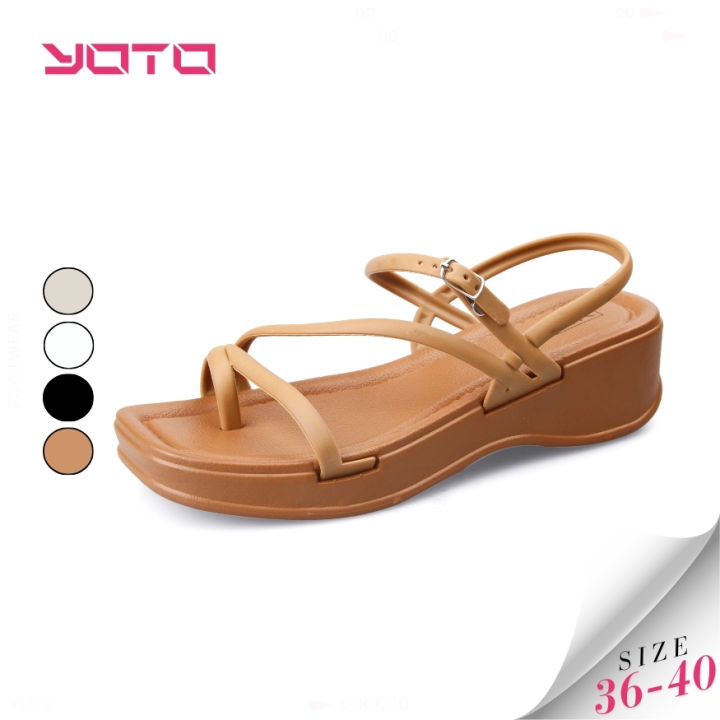 YOTO Women Sandals Casual Trendy Korean fashion Toe-loop Rubber Sandals ...