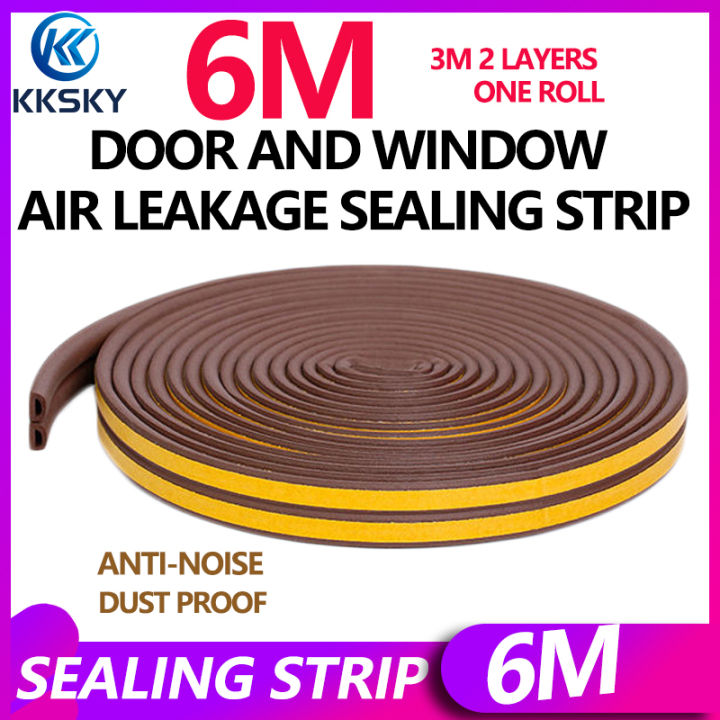 KKSKY 6M（3M*2）Self Adhesive Type D Doors Window Glass Sealing Strip Gap Stopper Strip Soundproof ...