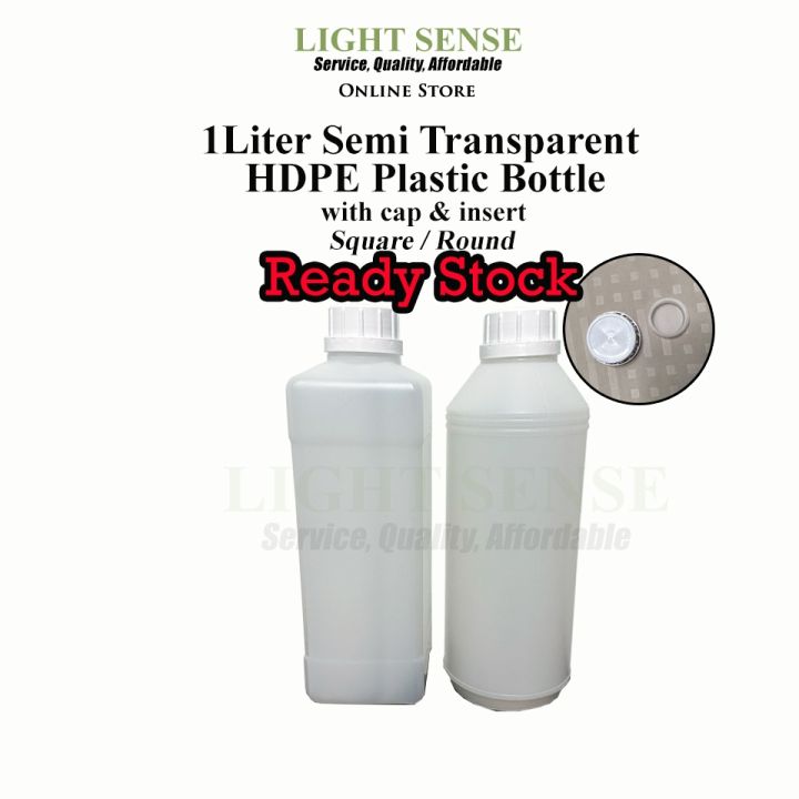 1Liter Semi Transparent HDPE Plastic Bottle with Cap and Insert / Botol ...
