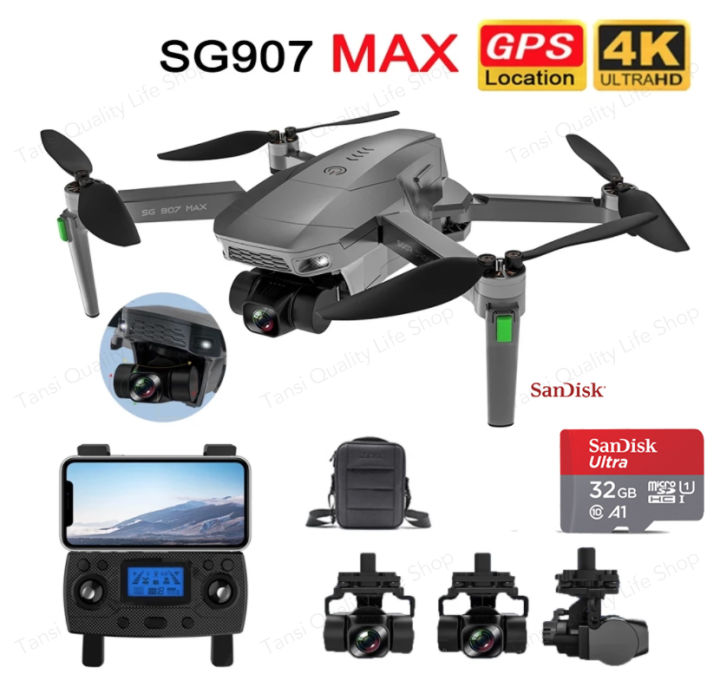 SG907 Max Professional 3-axis Gimbal 4k Camera Brushless 1.2KM Gps Rc ...