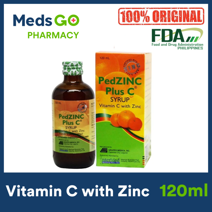 PEDZINC PLUS C Vit. C / Zinc Food Supplement Syrup 120mL Orange | Lazada PH
