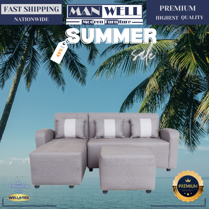 MANWELL - LUCAS Sofa with Ottoman and 3 PILLOWS | Lazada PH