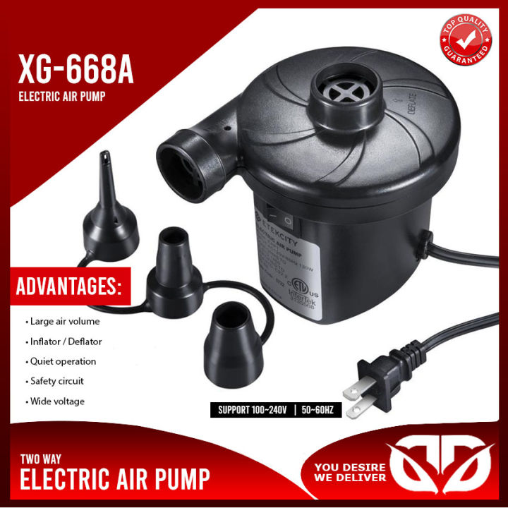 D&D | Dual-Use Deflate & Inflate Electric Air Pump for Airbed & Inflatable Pool -220v US Plug ...