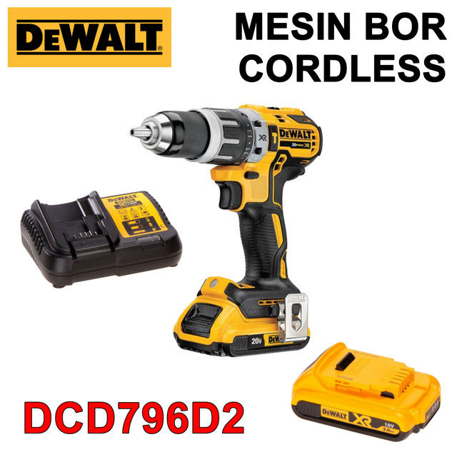DEWALT Mesin Bor Baterai 18V DCD 796 D2 Cordless Brushless DCD796D2-B1 ...