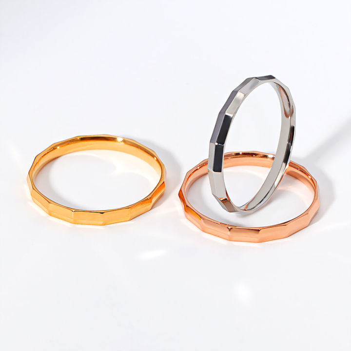 Yuki's Three Colors Simple Finger Ring Stainless Steel 2.3MM Width Thin ...