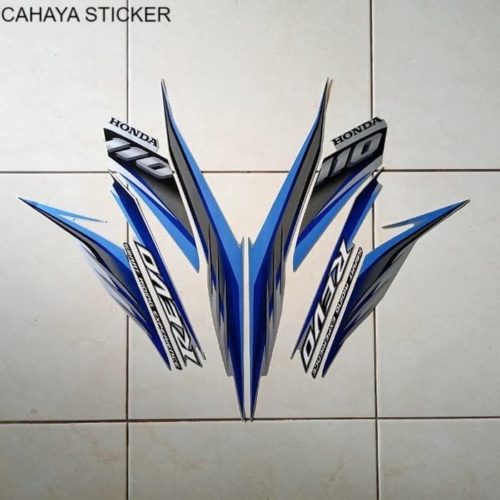 stiker striping motor Revo 110 cw 2009 silver-biru | Lazada Indonesia