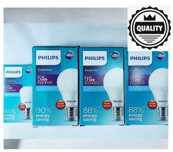 Philips Essential Energy Saving LED Bulb E27 3W 5W 9W 11W Cool Daylight ...