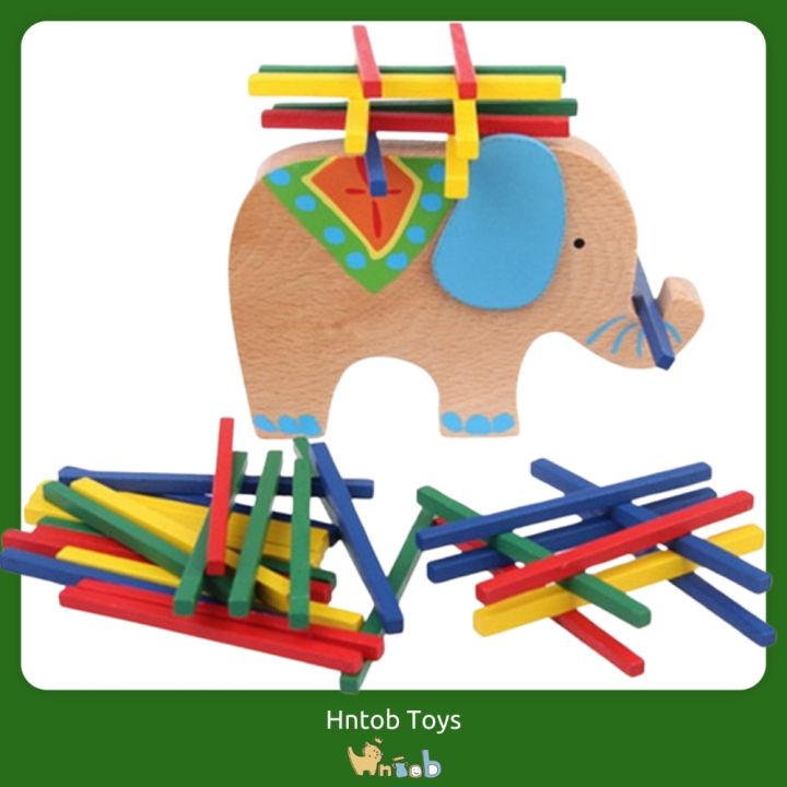 Hntob Wooden Stick Game Elephant Camel Balance Toy Beam Parent-Child ...