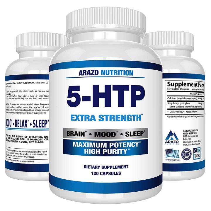EXPIRY 12/2023 Arazo Nutrition 5-HTP 200 mg Supplement - 120 Capsules ...