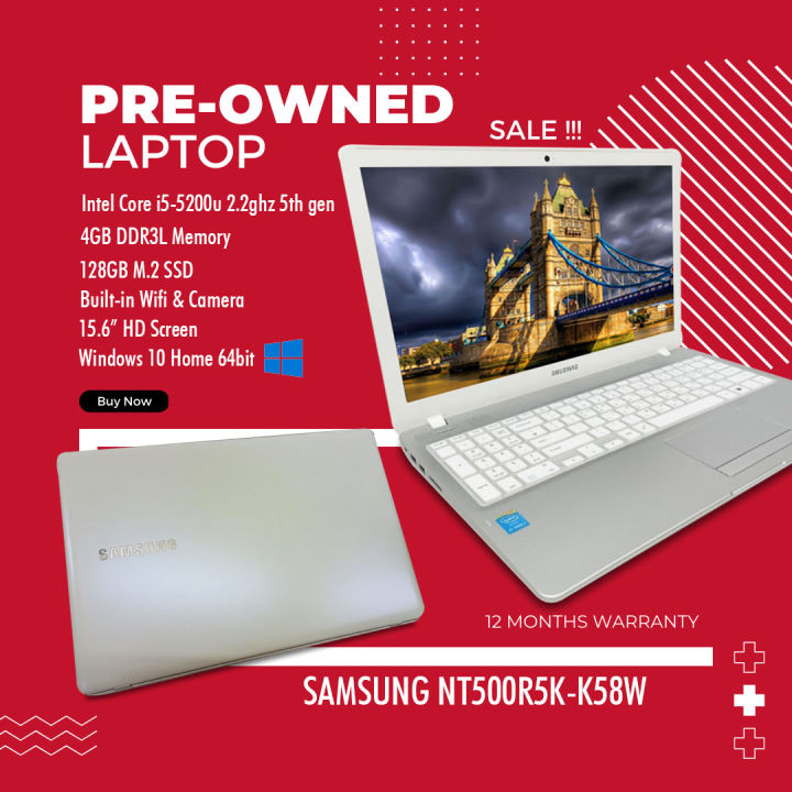 Laptop Samsung NT500R5K-K58W Core i5-5200U 5th Gen 4GB DDR3L RAM Wifi & Cam 15.6" HD Screen ...