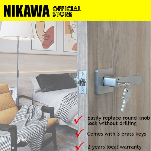 NIKAWA Heavy Duty Lever Lock 6271 / Replace Round Knob Room Door Lock ...