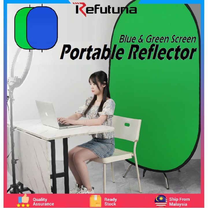 Refutuna Foldable Portable Reflector Blue & Green Screen Backdrop ...