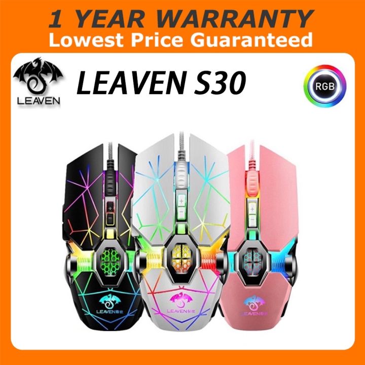 Leaven S30 RGB Wired Gaming Mouse RGB Spectrum Backlit Ergonomic Mouse Programmable | Lazada PH