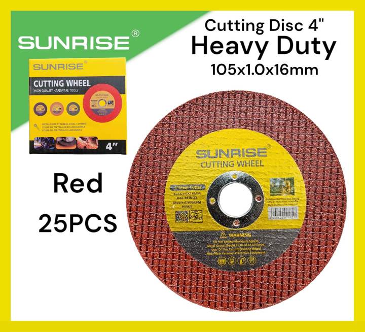 Sunrise Heavy Duty Cutting Disc 4" Red 25 PCS | Lazada PH