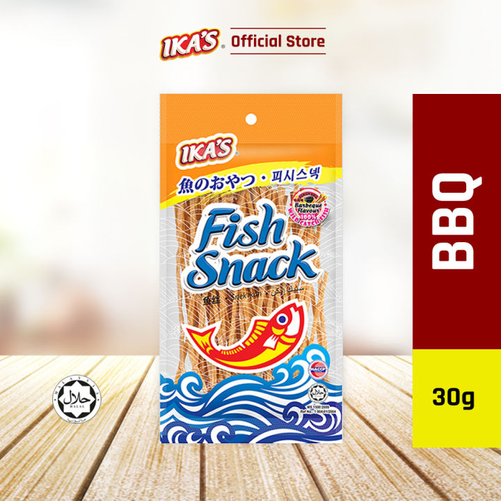 IKA'S Snek Ikan Hiris BBQ - Dried Fish Fillet Chewy Snack Barbeque (Shredded) (30g) | Lazada