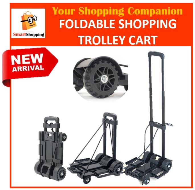 Foldable Shopping Trolley Supermarket Cart Wheels with 2 FREE ...
